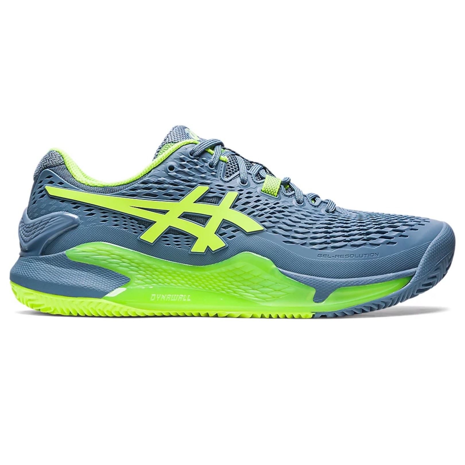 Asics Gel-Resolution 9 Clay Steel Blue/Hazard Green - PadelXpert