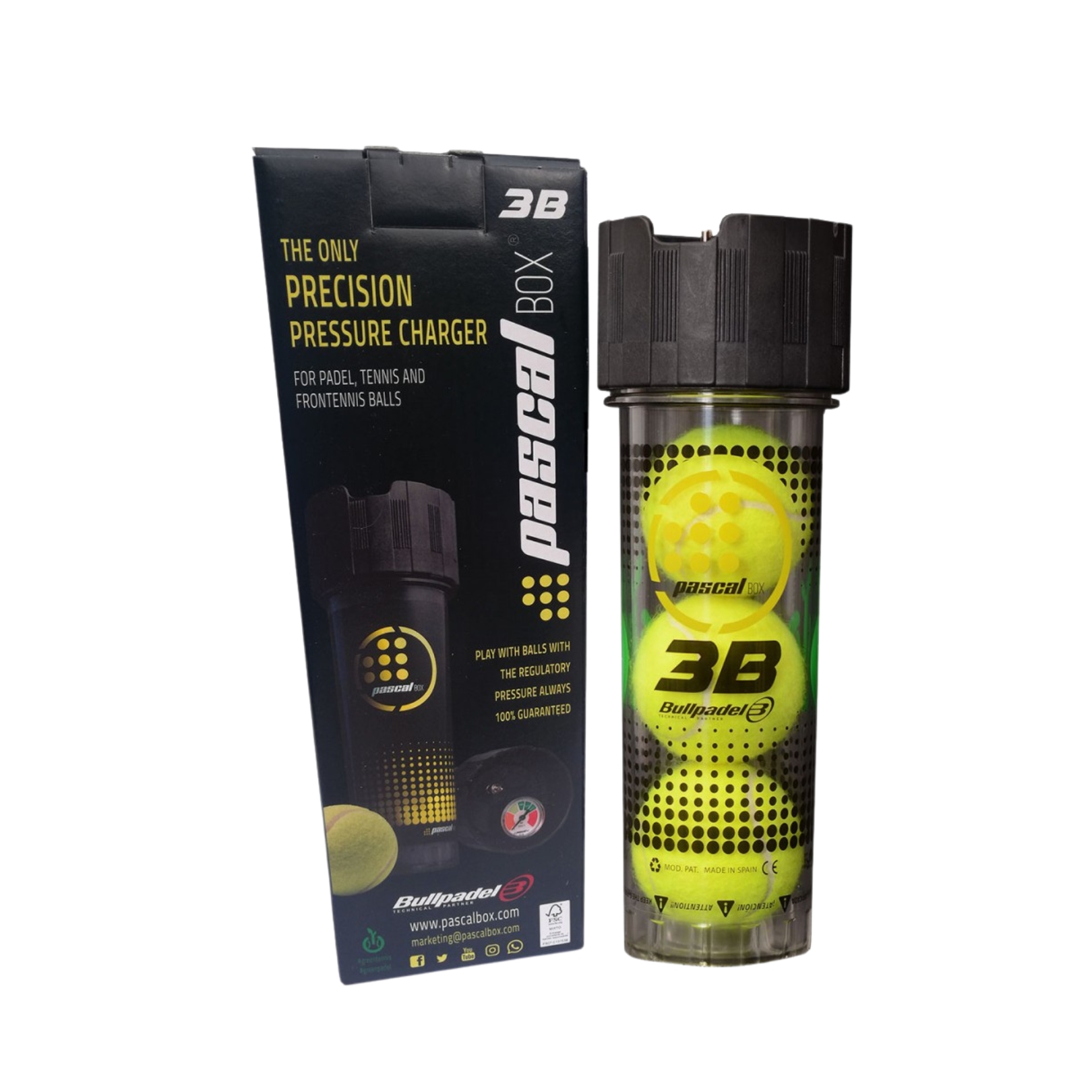 Bullpadel Pascal Box 3B | Trykrör med pump för bollar!